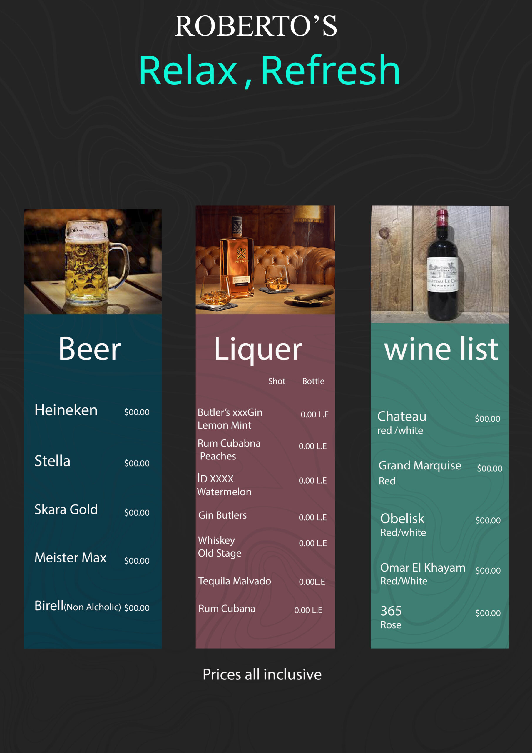 Menu - Egypt Darts Shop